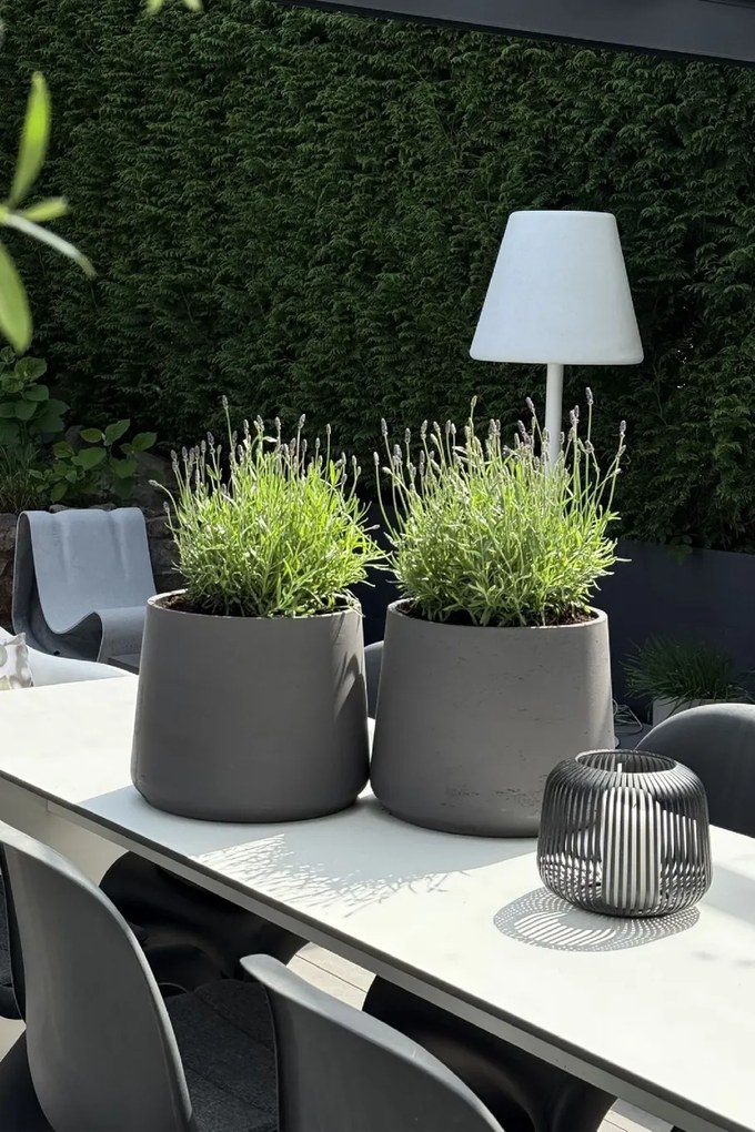 Květináč TROPICO, sklolaminát, výška 29 cm, antracit
