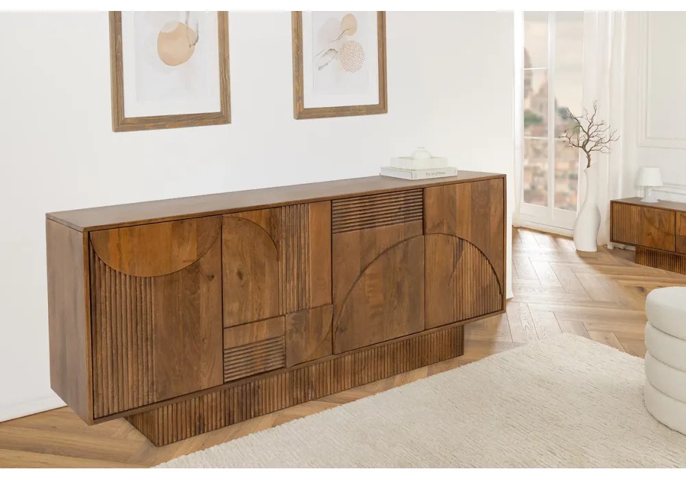 Massive home | Komoda Art Deco 170cm masiv hnědé mango
