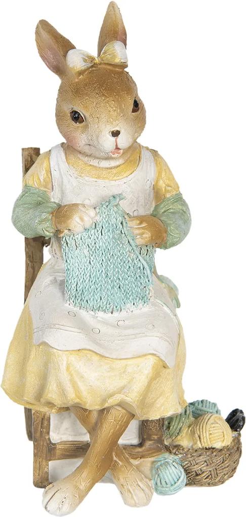 Velikonoční dekorace králičí slečny s pletením - 9*8*18 cm