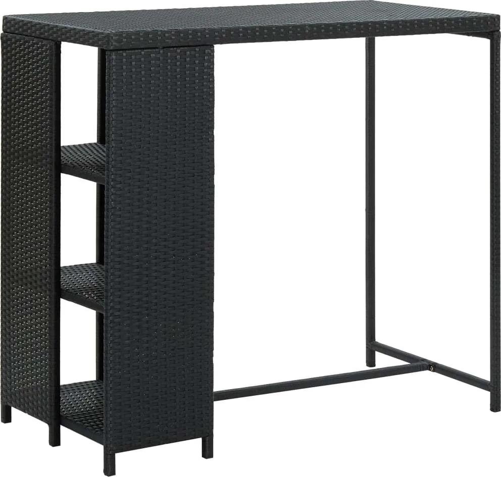 vidaXL Barový stolek s úložným regálem 120x60x110 cm polyratan [313478] Barva: Černá a hnědá
