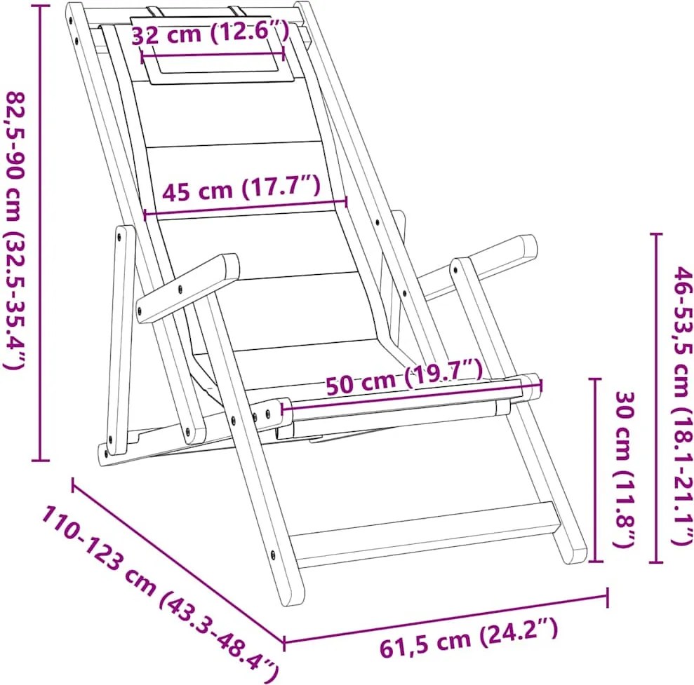 plážová židle 2 ks Hnědá Masivní akátové dřevo 3325143