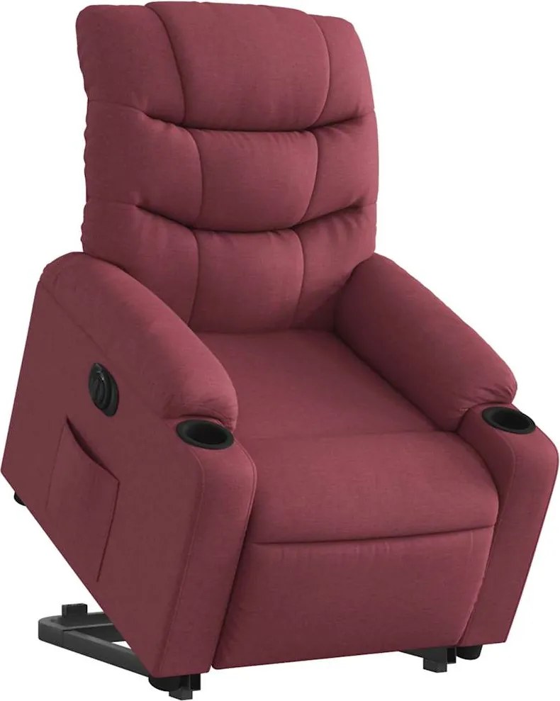 Elektrické zvedací polohovací křeslo vínové textil 3206666