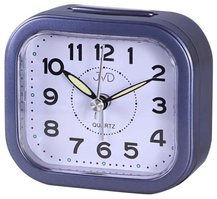 JVD Levný modrý analogový ručkový budík JVD SRP8006.1 s osvětlením