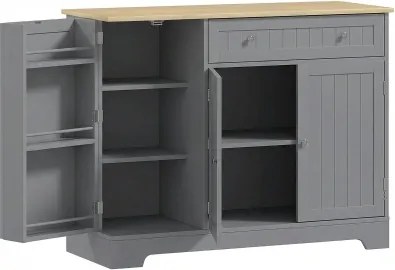 HOMCOM kuchyňský bufet Kuchyňská skříňka s 3 policemi, dveře, zásuvka, nastavitelné police pro jídelnu 105x40x83 cm Šedá