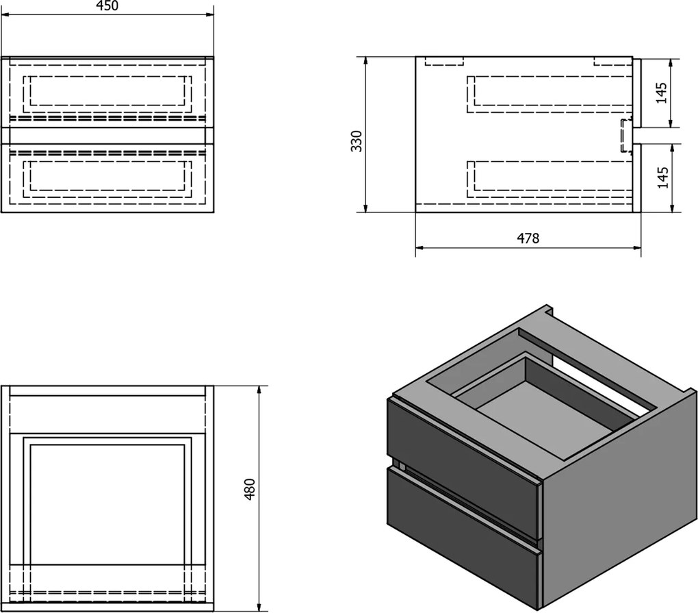 Sapho Avice AV061 závěsná zásuvka 45 x 30 cm bílá Koupelny Bernold