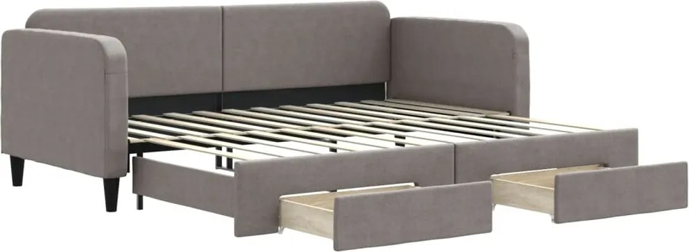 Válenda s přistýlkou a zásuvkami taupe 90 x 200 cm textil 3196855