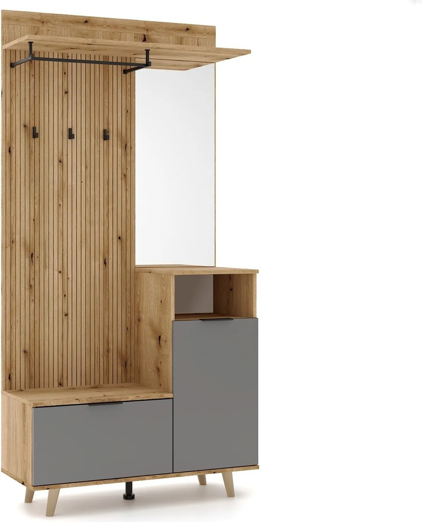 Předsíňová stěna Nordic 100 cm dub Evoke/grafit