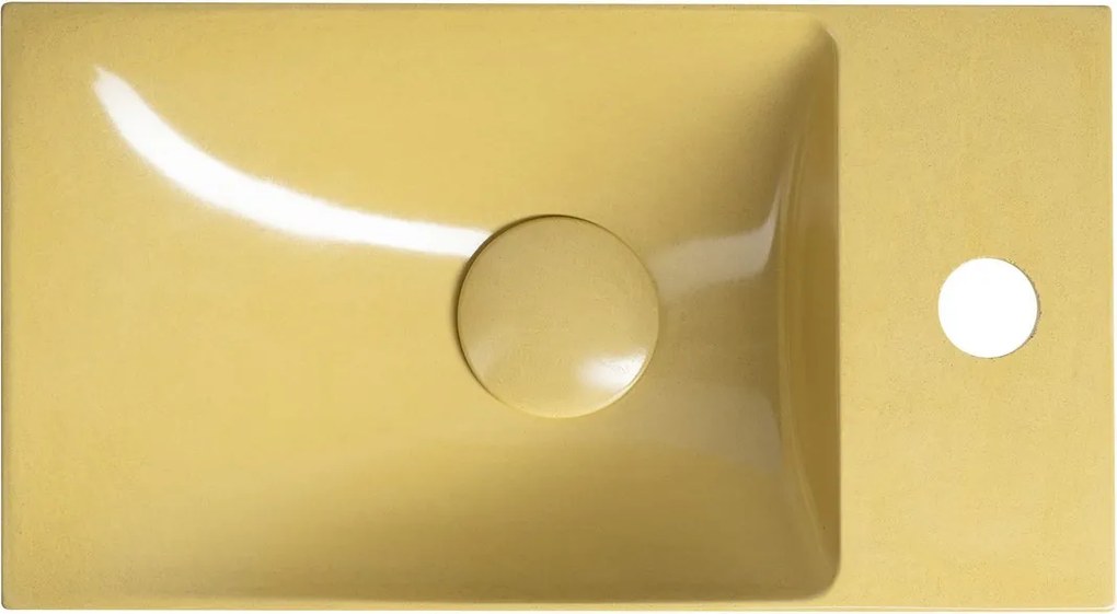 Sapho Agos betonové umývátko 40 x 22 cm s otvorem pro baterii bez přepadu levé/pravé žlutá lesk AS40022