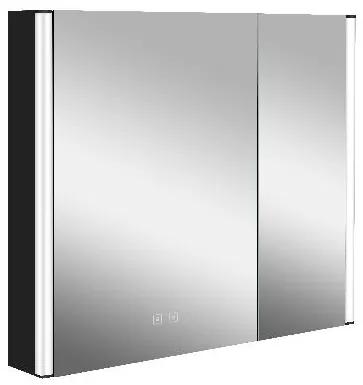 kielle Arkas I - Zrcadlová skříňka s LED osvětlením, vyhříváním a USB portem, 80x70x13 cm, matná černá 50111814