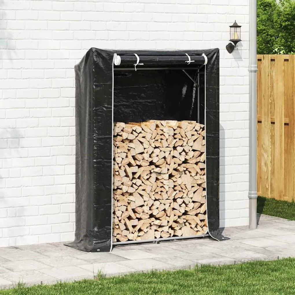 vidaXL Stojan na palivové dřevo s krytem proti dešti 150x40x200 cm [4104952]