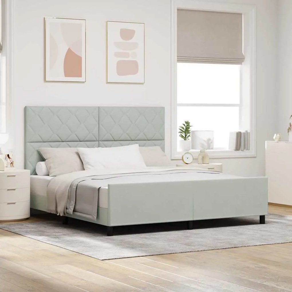 Postel s boxspringem s čelo Světle šedá 180 x 200 cm samet 3345023