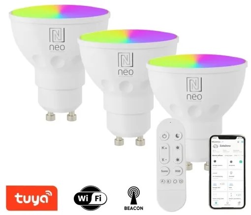 Immax NEO 07724CDO-SADA 3xLED RGB Stmívatelná žárovka GU10/6W/230V Wi-Fi Tuya+DO