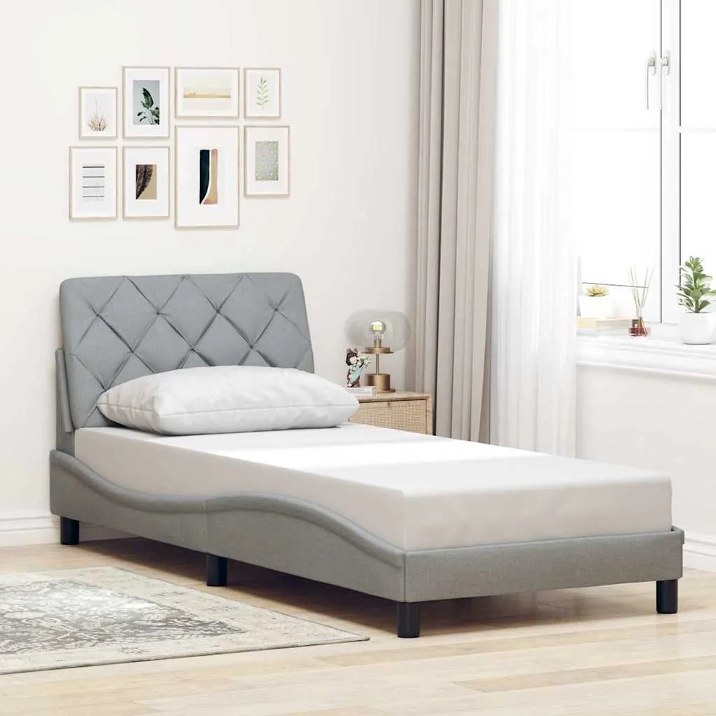 Rám postele bez matrace světle šedý 90 x 200 cm textil 3310573