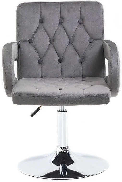 LuxuryForm DESIGN Otočná židle BOSTON VELUR na stříbrném talíři - šedá