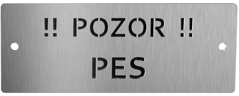 Cedule pozor pes nerez - černý podklad Provedení: Otvory pro uchycení, Velikost (šířka): 18 cm