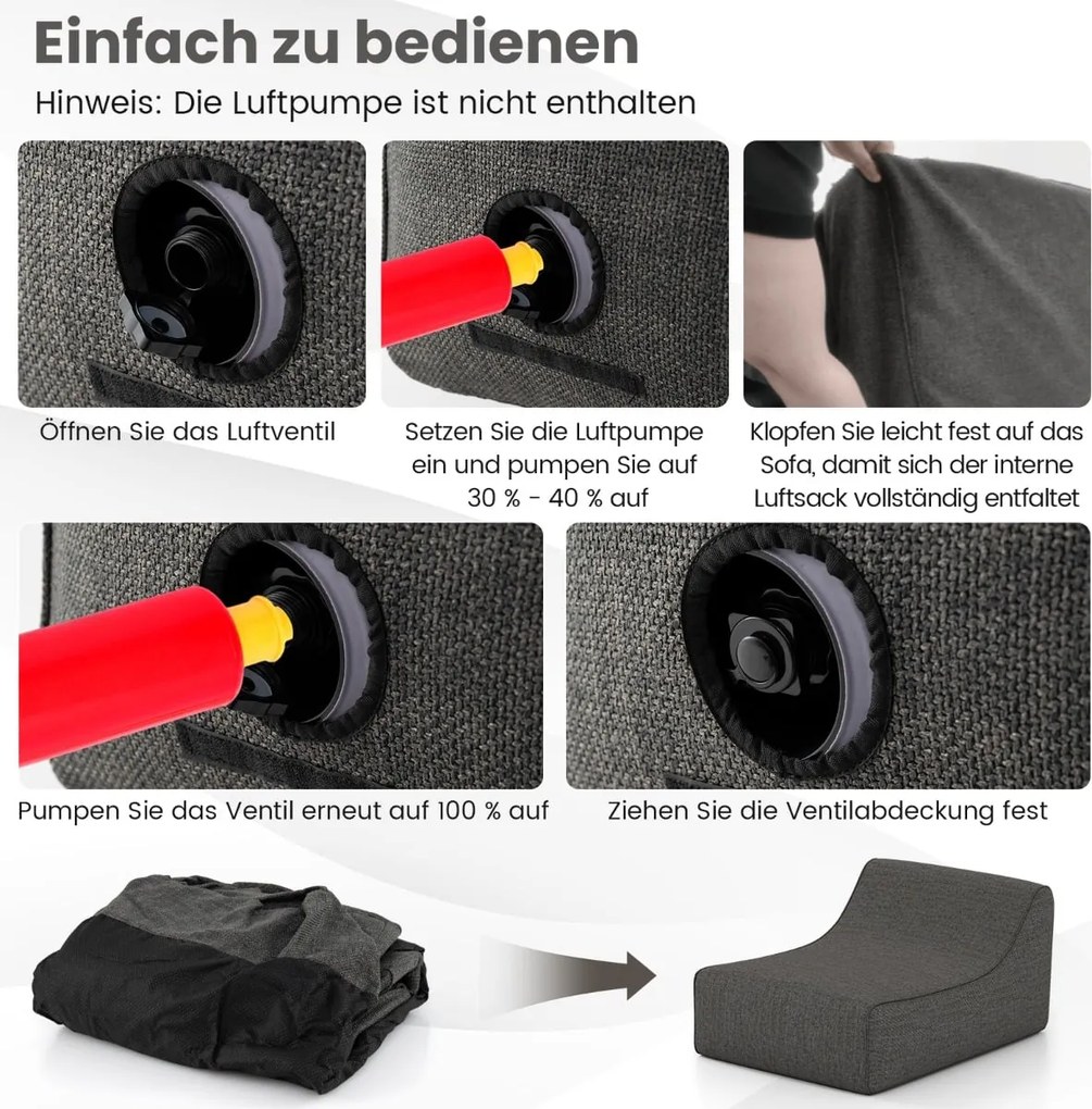 Costway Nafukovací lehátko ergonomická nafukovací líná pohovka se snímatelným