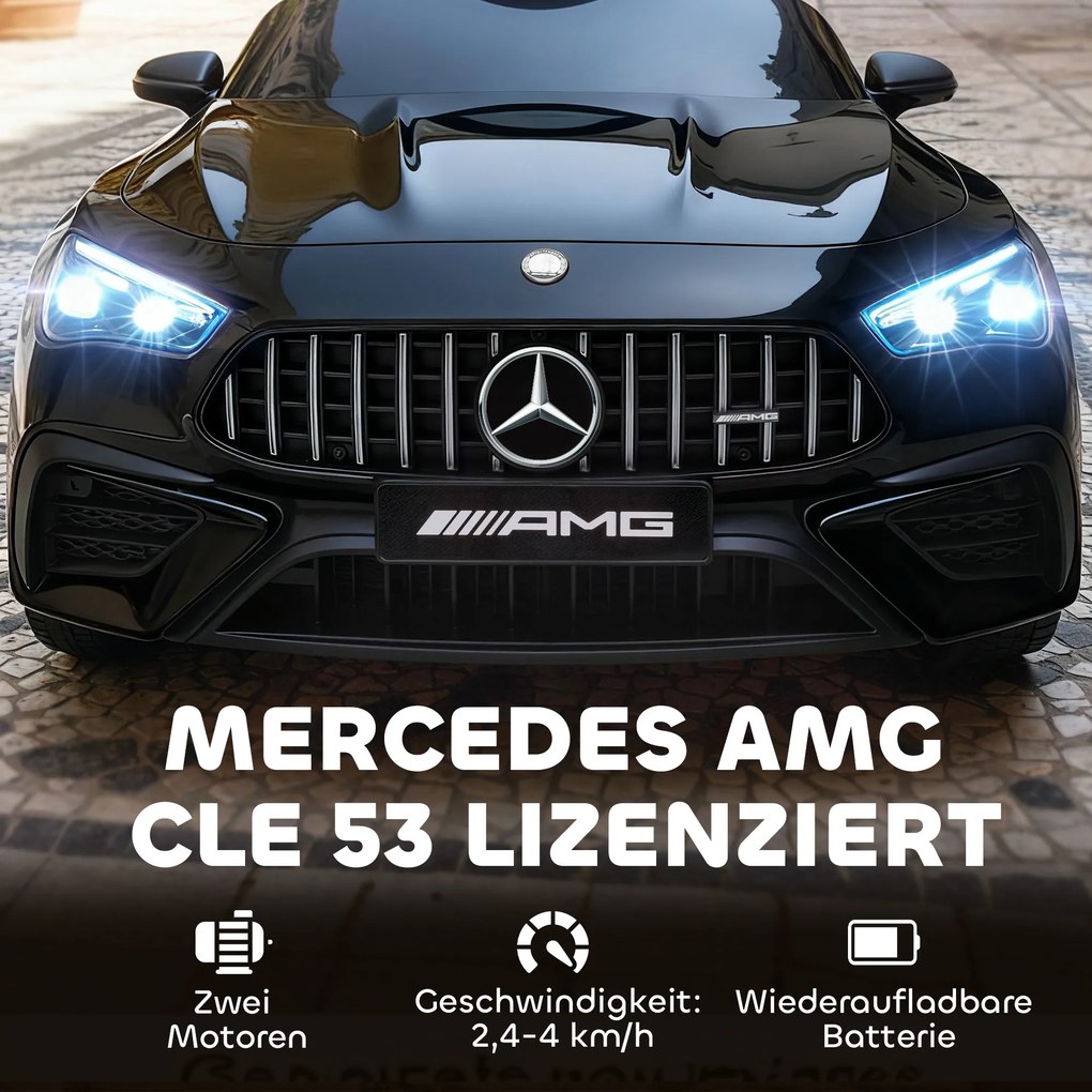 AIYAPLAY Dětské elektrické auto, design Mercedes, 12V motory, dálkové ovládání, LED světla, hudba, pro děti 3-6 let, černá