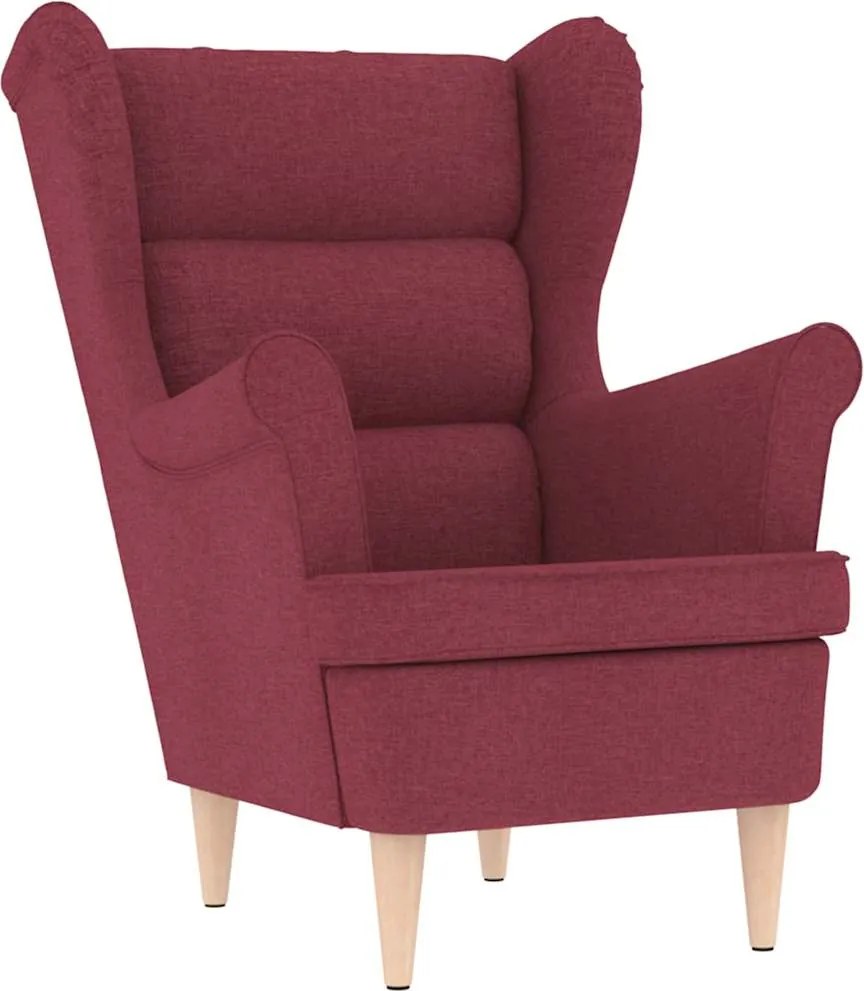 Křeslo s podnožkou vínové textil 3307992