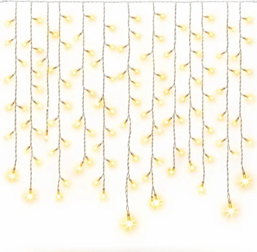 Easy Fix venkovní LED rampouchy, světelné krápníky, 300 × 90 cm, teple bílá s FLASH, 174 diod, bílý kabel, IP67, prodlužovací
