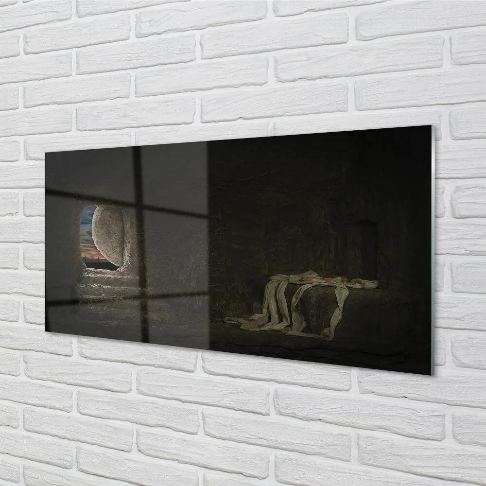 Obraz na skle jeskyně kříže 125x50 cm