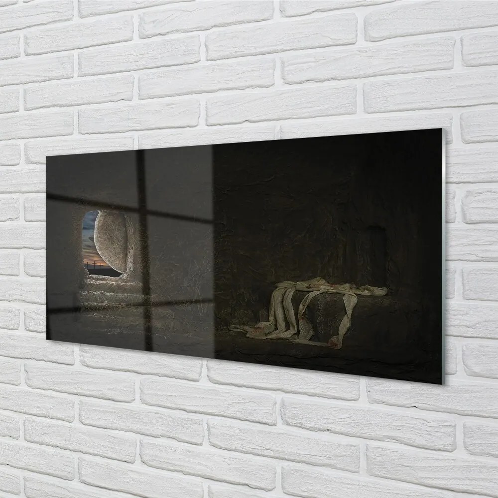Obraz na skle jeskyně kříže 140x70 cm