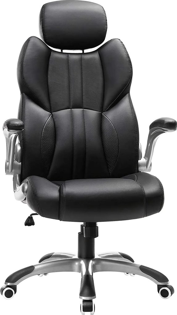 Ergonomická otočná židle, kancelářská židle se skládacími rameny, černá