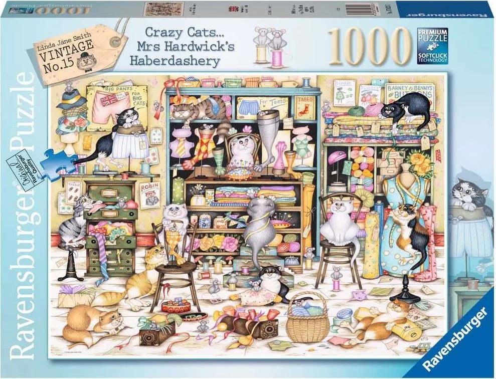 Puzzle ravensburger 120010838 hrátky rozdováděných koček v galanterii