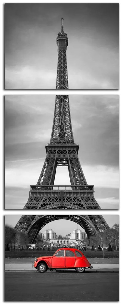 Obraz Eiffelovka a auto , vícedílný