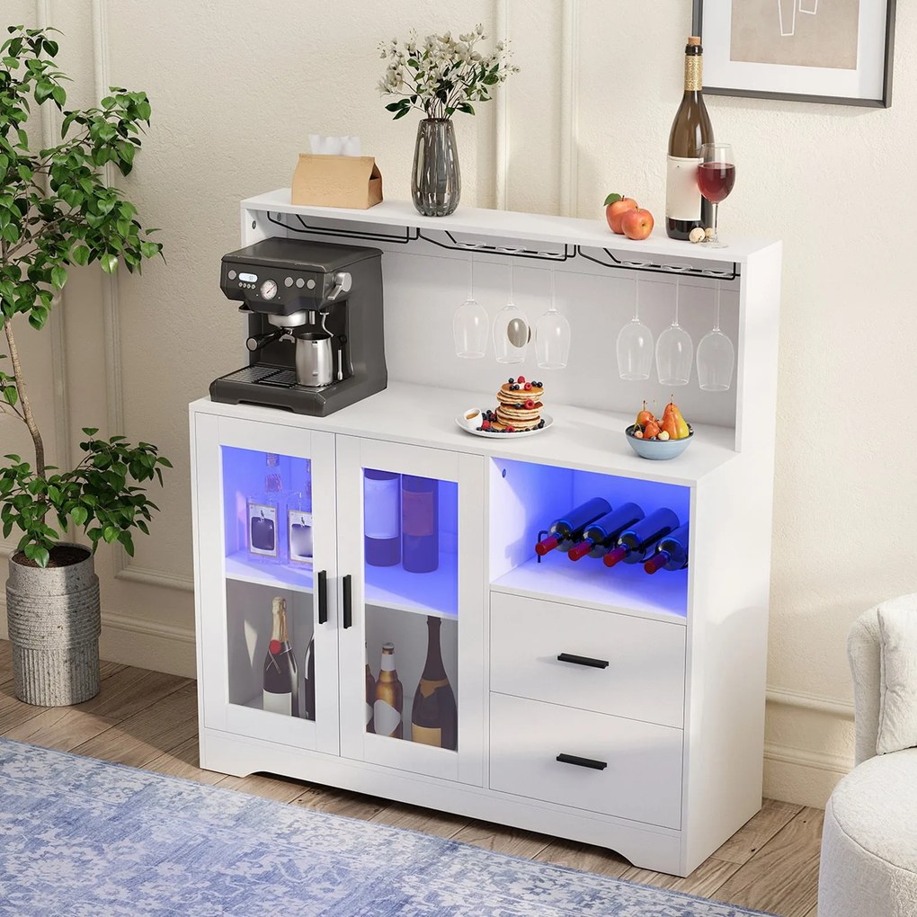 Costway Kuchyňská skříňka bufetová s otevřenými – 120 × 40 × 115,5 cm