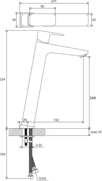 Ravak X070151 - Umyvadlová baterie FREE 33,4 cm černá