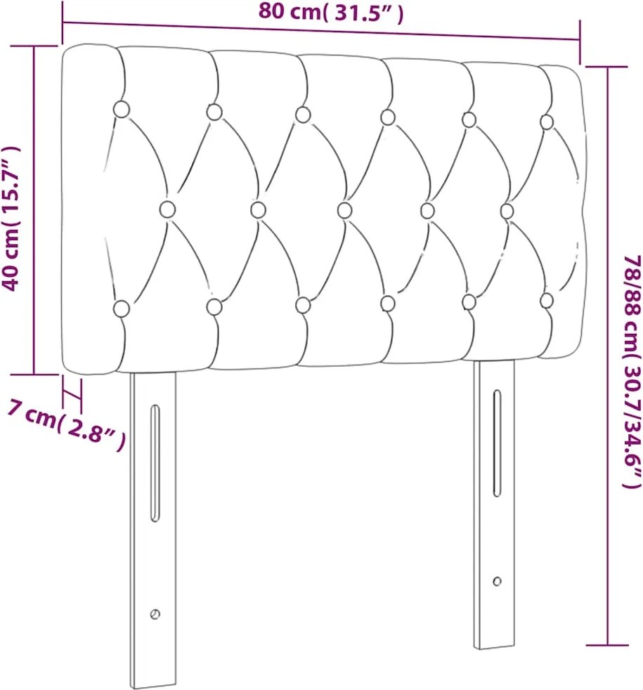 Čelo postele s LED tmavě šedé 80 x 7 x 78/88 cm samet 3121979