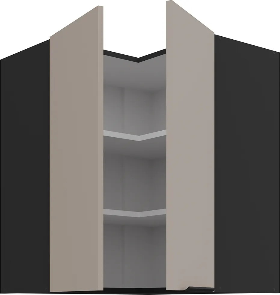 ARIA cb | horní kuchyňská skříňka 60x60 GN-72 2F (90°) rohová s policemi | 60x60 cm | černá/béžová