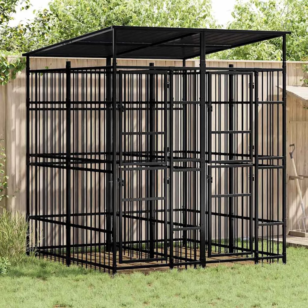 Venkovní psí kotec se střechou ocel 3,69 m² 3097947