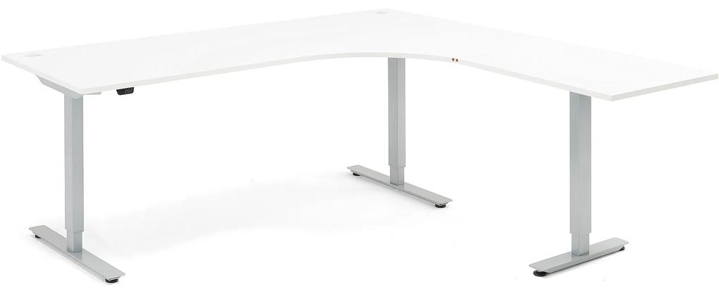 AJ Produkty Výškově nastavitelný stůl FLEXUS, rohový, 2000x2000 mm, bílá