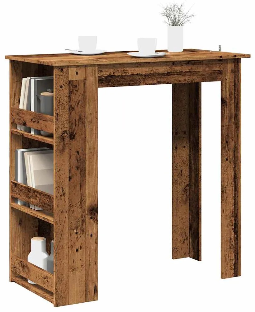 Barový stůl s úložným regálem old wood 102 x 50 x 103,5 cm