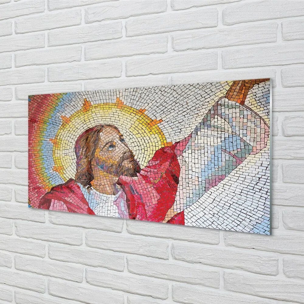 Obraz na skle mozaika Jesus 100x50 cm