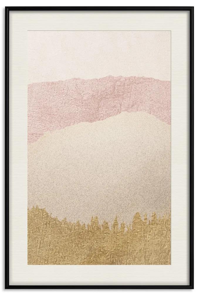Plakát Strukturální pískovec - abstrakce s nádechem zlata v japonském stylu