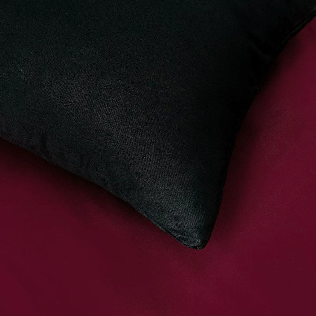 Saténové povlečení LUXURY COLLECTION vínové/černé - 1x 140/220, 1x 70/90cm