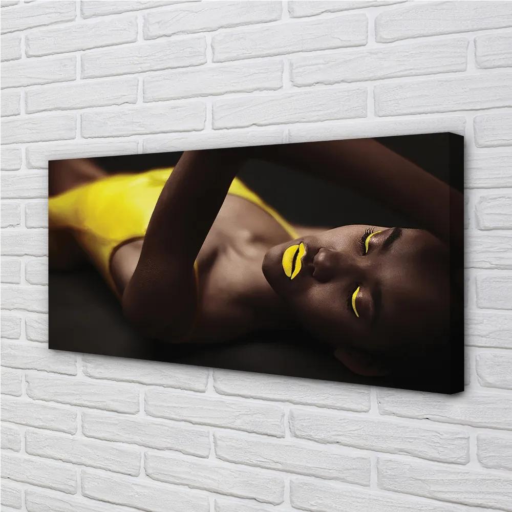 Obrazy na plátně Žena žlutá ústa 120x60 cm