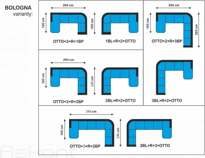 Askont Bologna: Kožená sedací souprava s otomanem