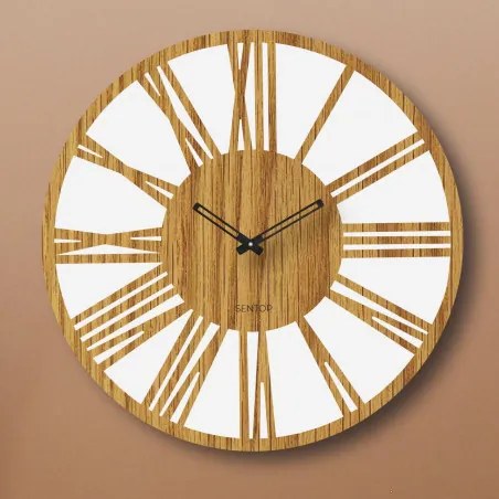 Moderní dřevěné nástěnné hodiny Designové hodiny | SENTOP HDFK029-dub