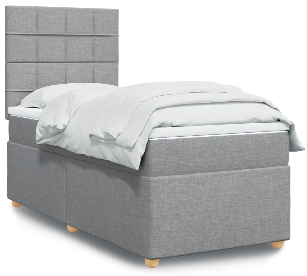 Box spring postel s matrací světle šedý 100 x 200 cm textil 3291191