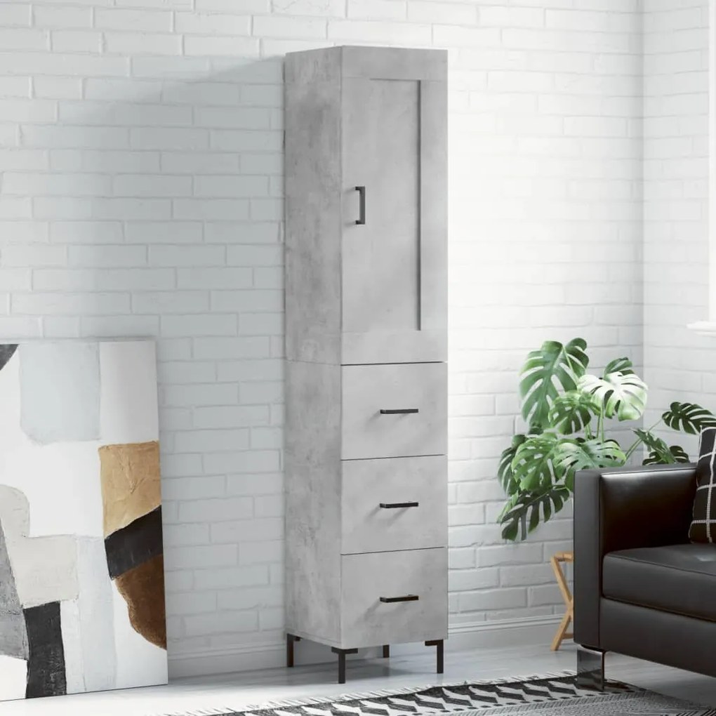 Skříň highboard betonově šedá 34,5x34x180 cm kompozitní dřevo 3200197