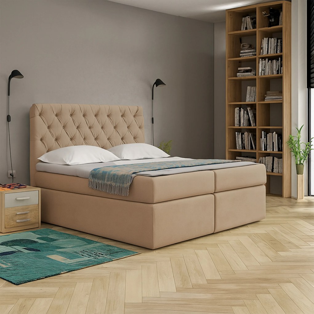 Eka Kontinentální čalouněná postel Luxurious - Cassablanca (160x200 cm) Barva látky Trinity: Černá (Trinity 2316)