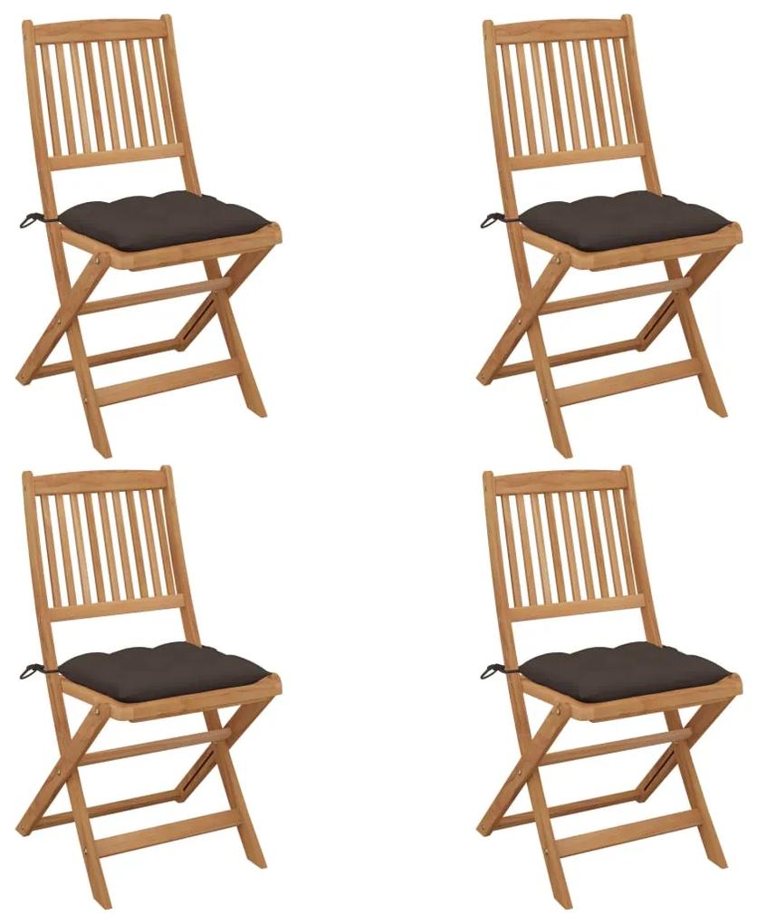 3064694 vidaXL Skládací zahradní židle s poduškami 4 ks masivní akáciové dřevo