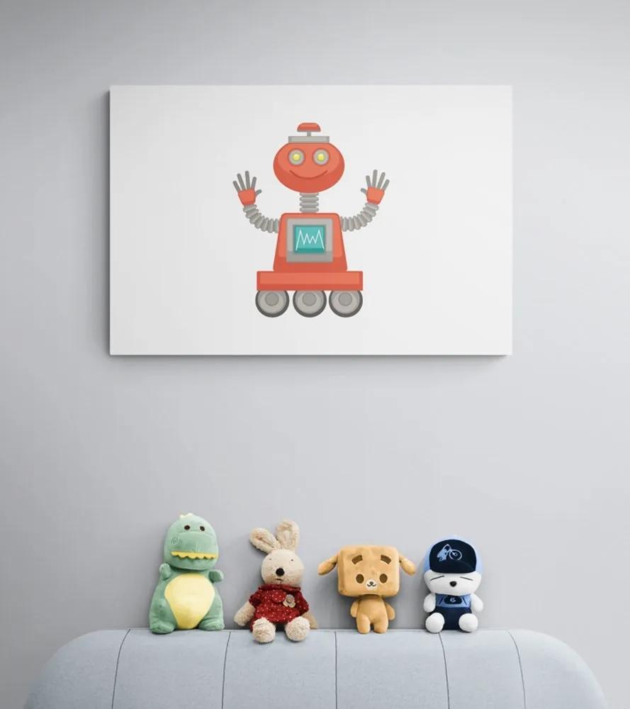 Obraz s motivem robota v červené barvě - 90x60 cm