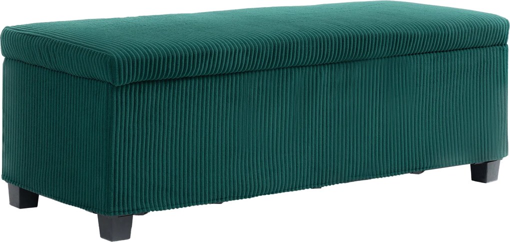 HOMCOM Skladovací Lavice 84L Sametová Manšestrová Otoman pro Úložný Prostor na Konci Postele s Víkem, pro Obývací Pokoj, Ložnici, Předsíň, 112 x 42 x
