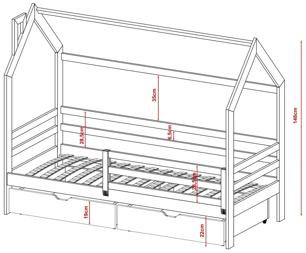 Legno Dětská postel ve tvaru domku Lilly borovice Rozměr (cm): 80x200