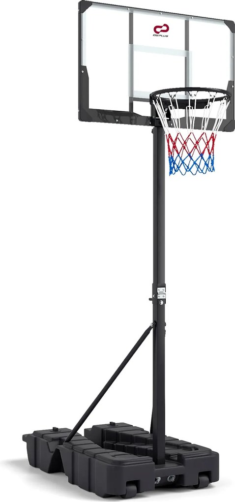 Costway Výškově nastavitelný basketbalový koš se stojanem a 2 kolečky Systém