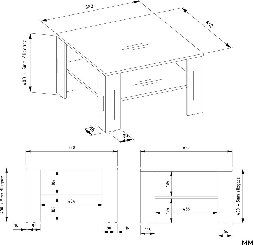 Konferenční stolek Square 68 cm bílý